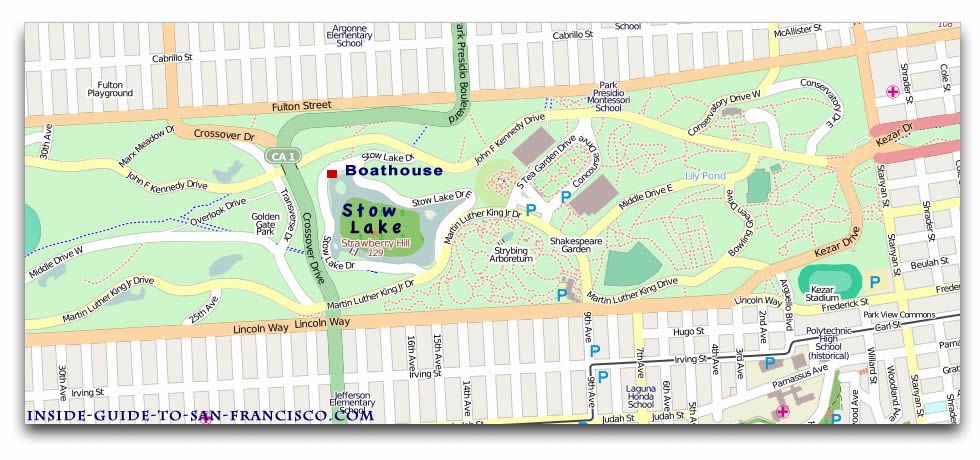 Visit Stow Lake in Golden Gate Park.